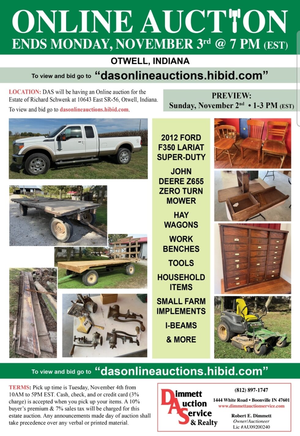 Upcoming Auctions | Dimmett Auction Service